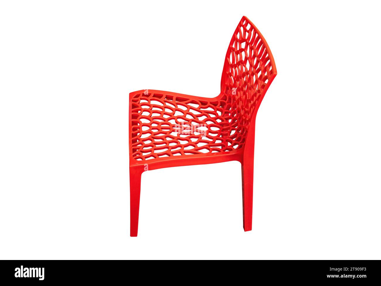red plastic chair isolated on white background Stock Photo - Alamy