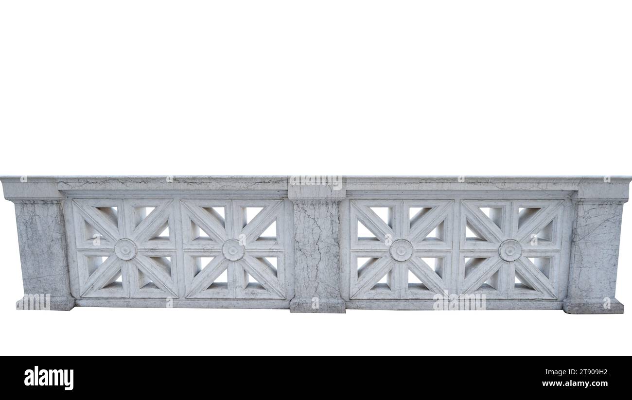 stone railings in Rome on a white background Stock Photo - Alamy