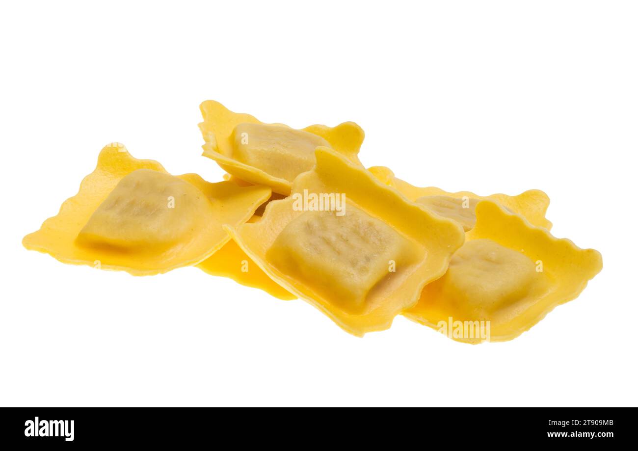 Italian large ravioli isolated on white background Stock Photo - Alamy