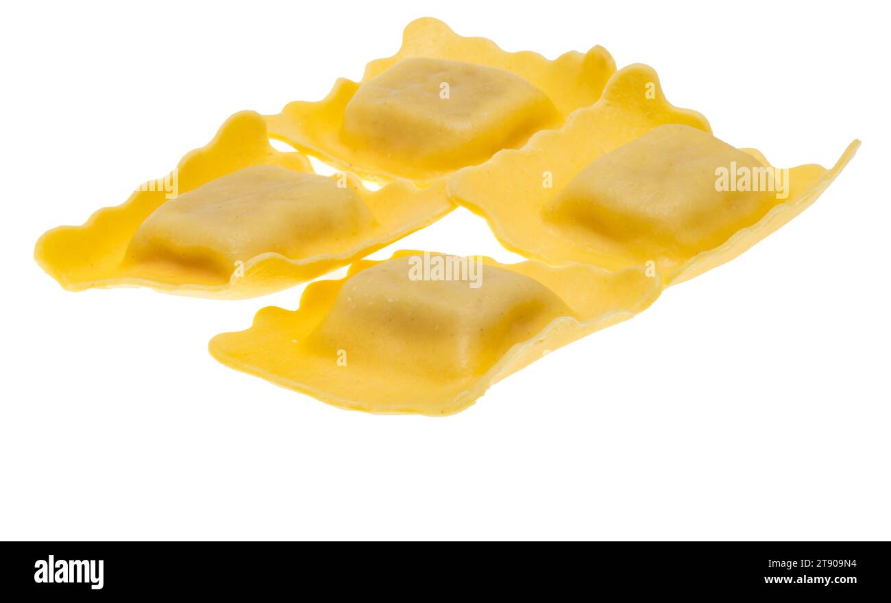 Italian large ravioli isolated on white background Stock Photo - Alamy
