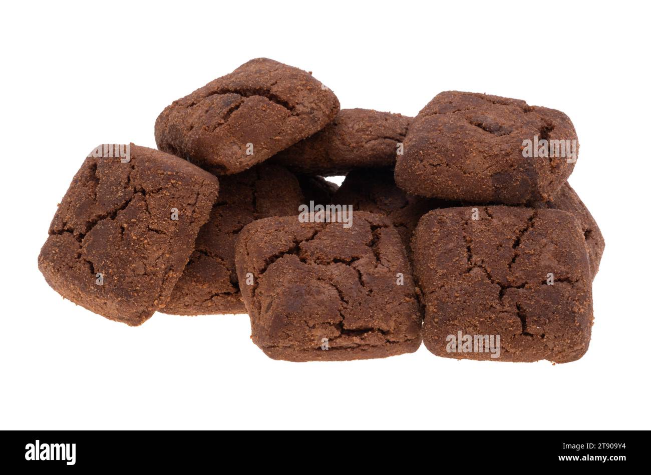 square chocolate chip cookies with chocolate isolated on white ...