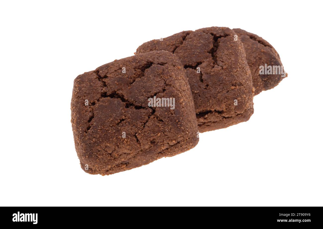 square chocolate chip cookies with chocolate isolated on white ...