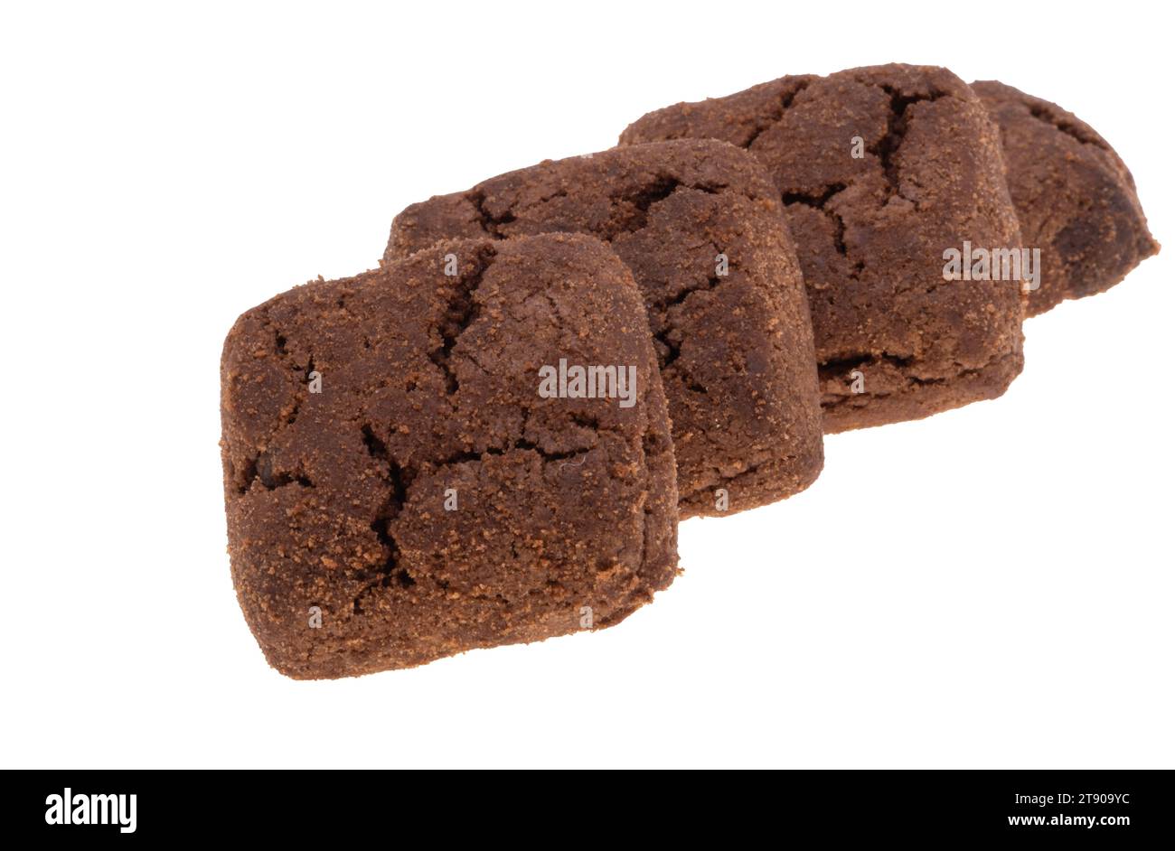 square chocolate chip cookies with chocolate isolated on white ...