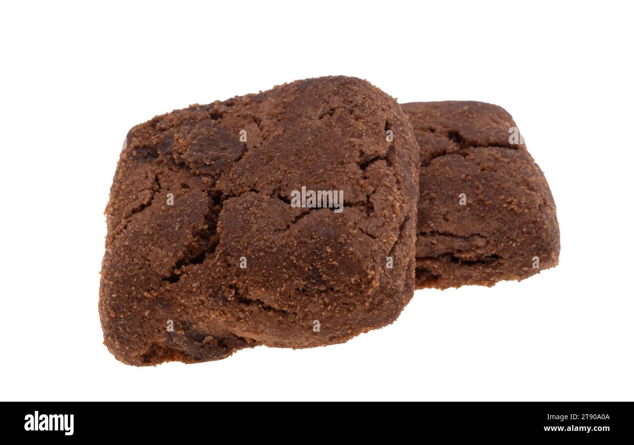 square chocolate chip cookies with chocolate isolated on white ...