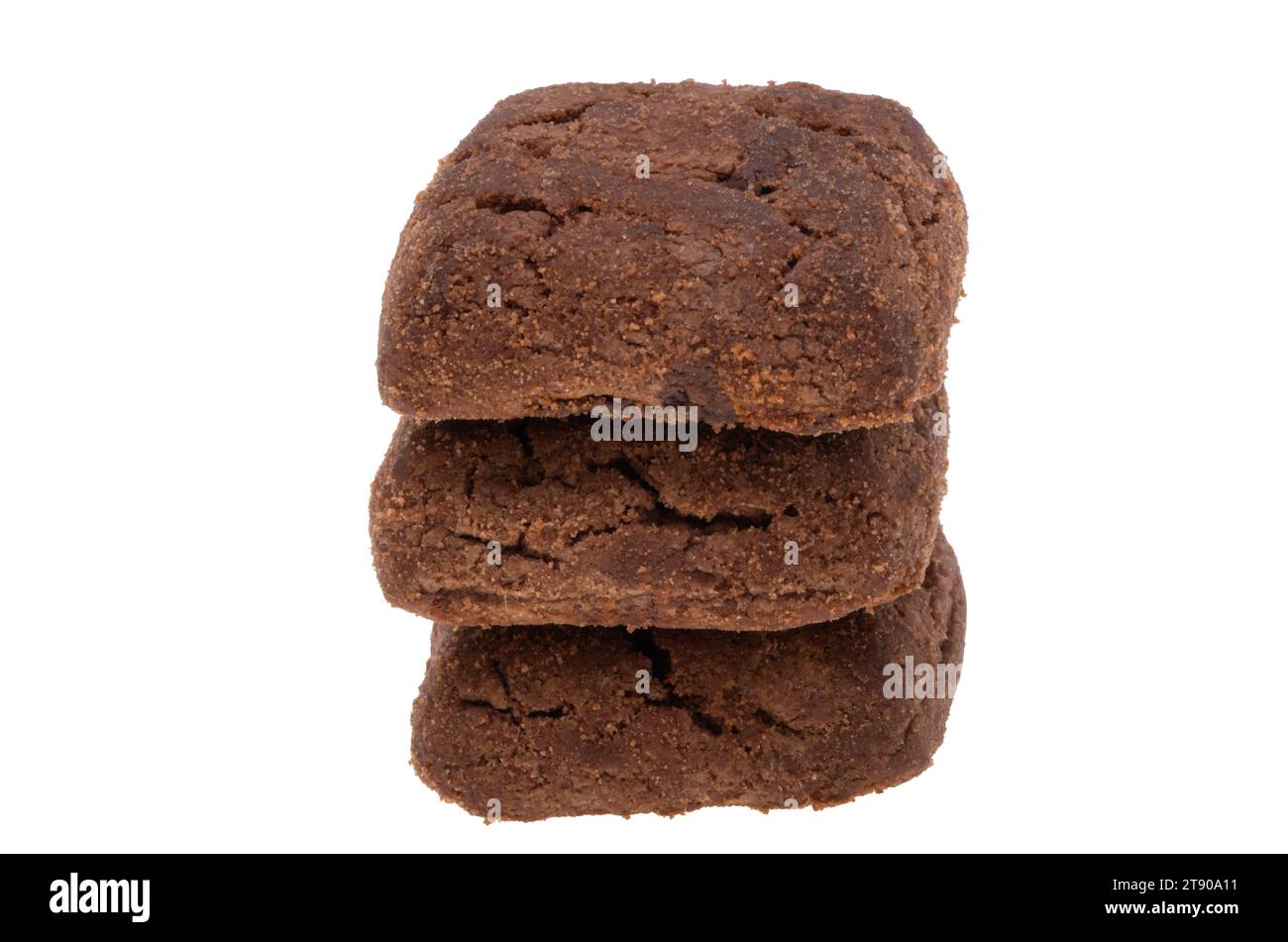square chocolate chip cookies with chocolate isolated on white ...