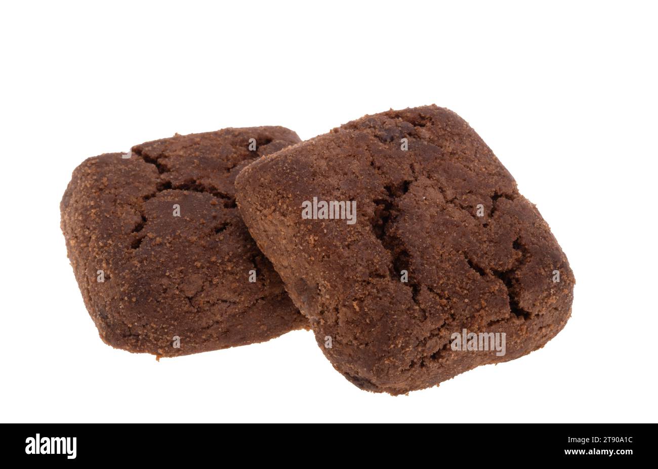 square chocolate chip cookies with chocolate isolated on white ...