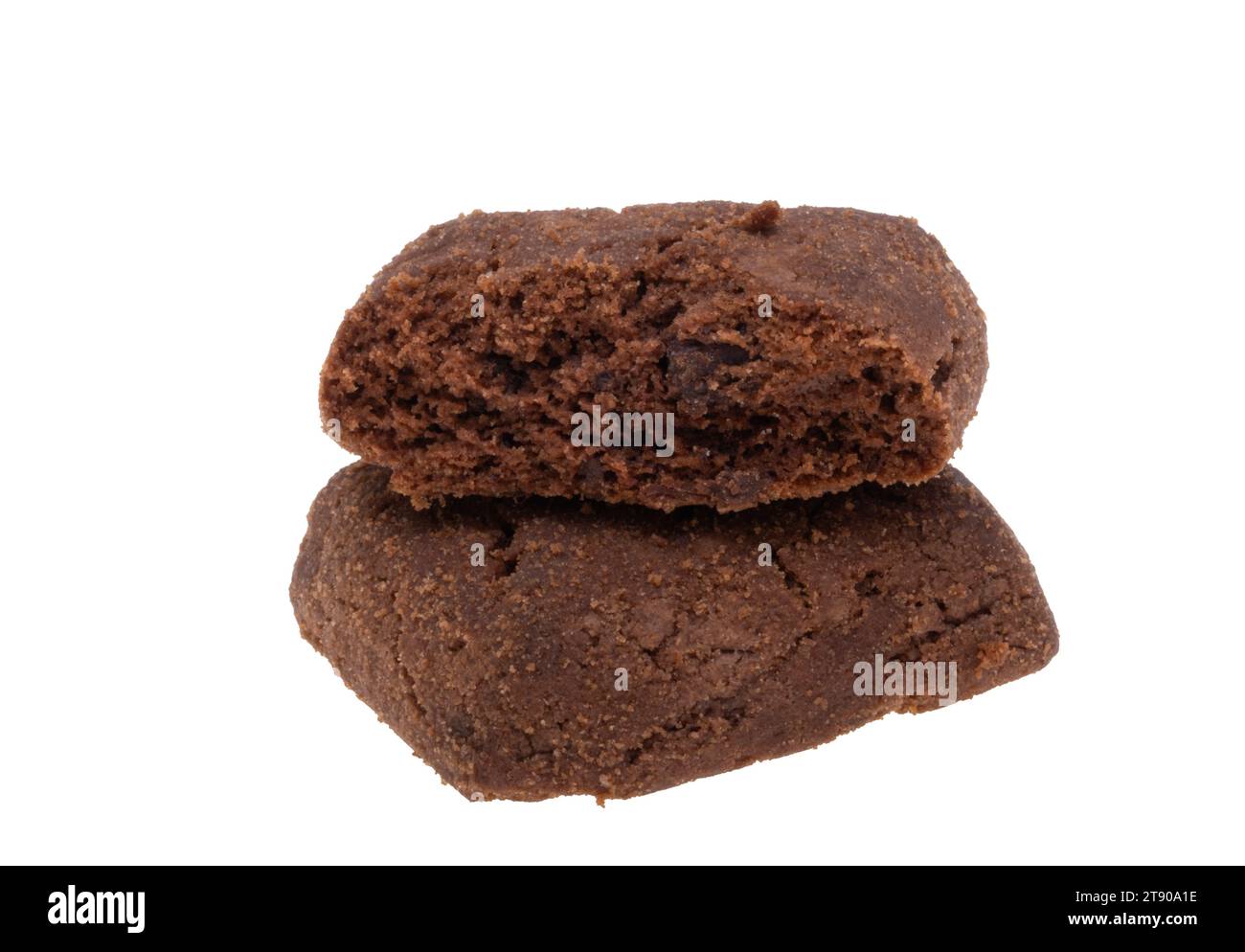 square chocolate chip cookies with chocolate isolated on white ...