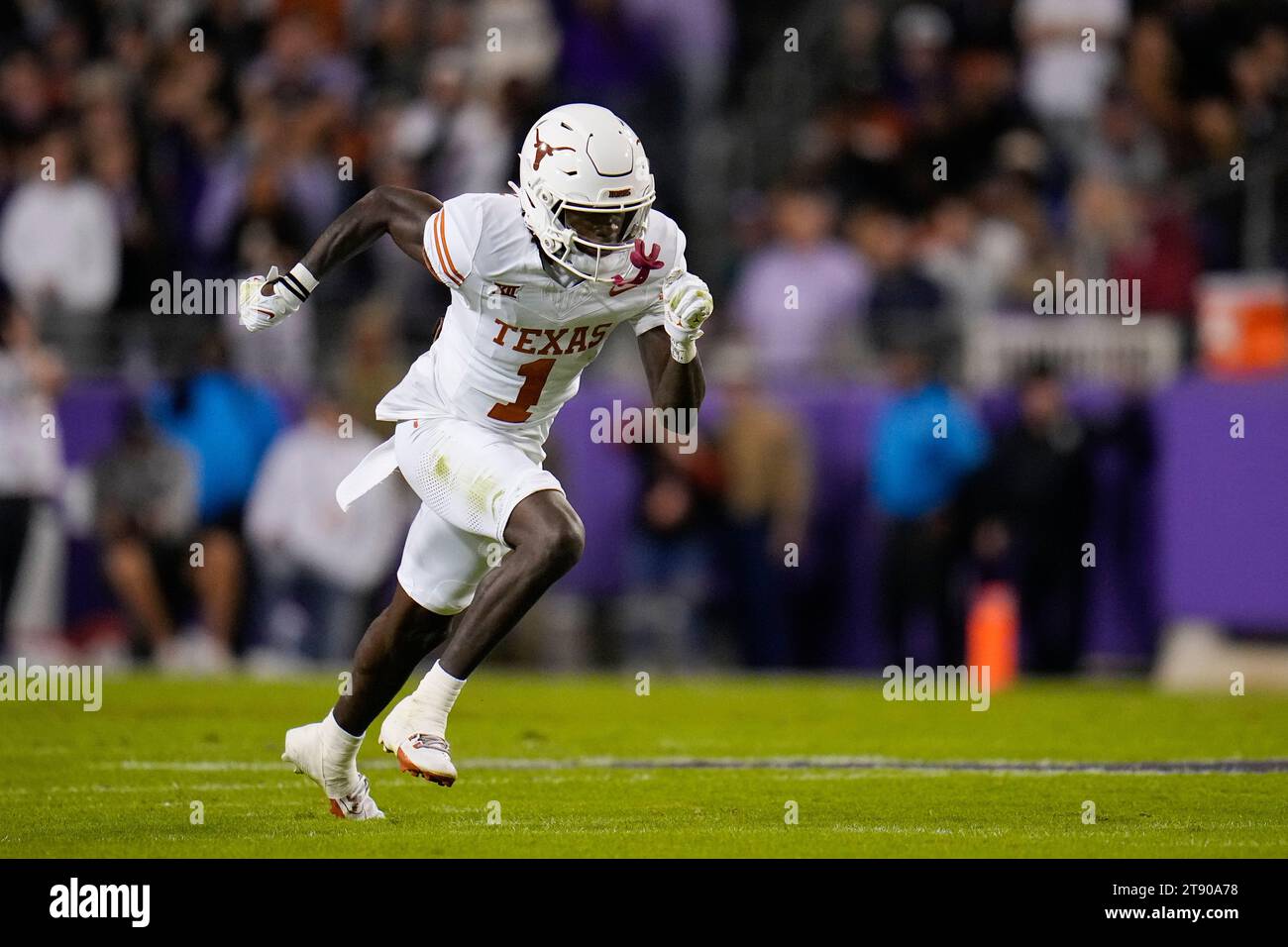 Texas wide receiver Xavier Worthy runs a route during the first half of ...