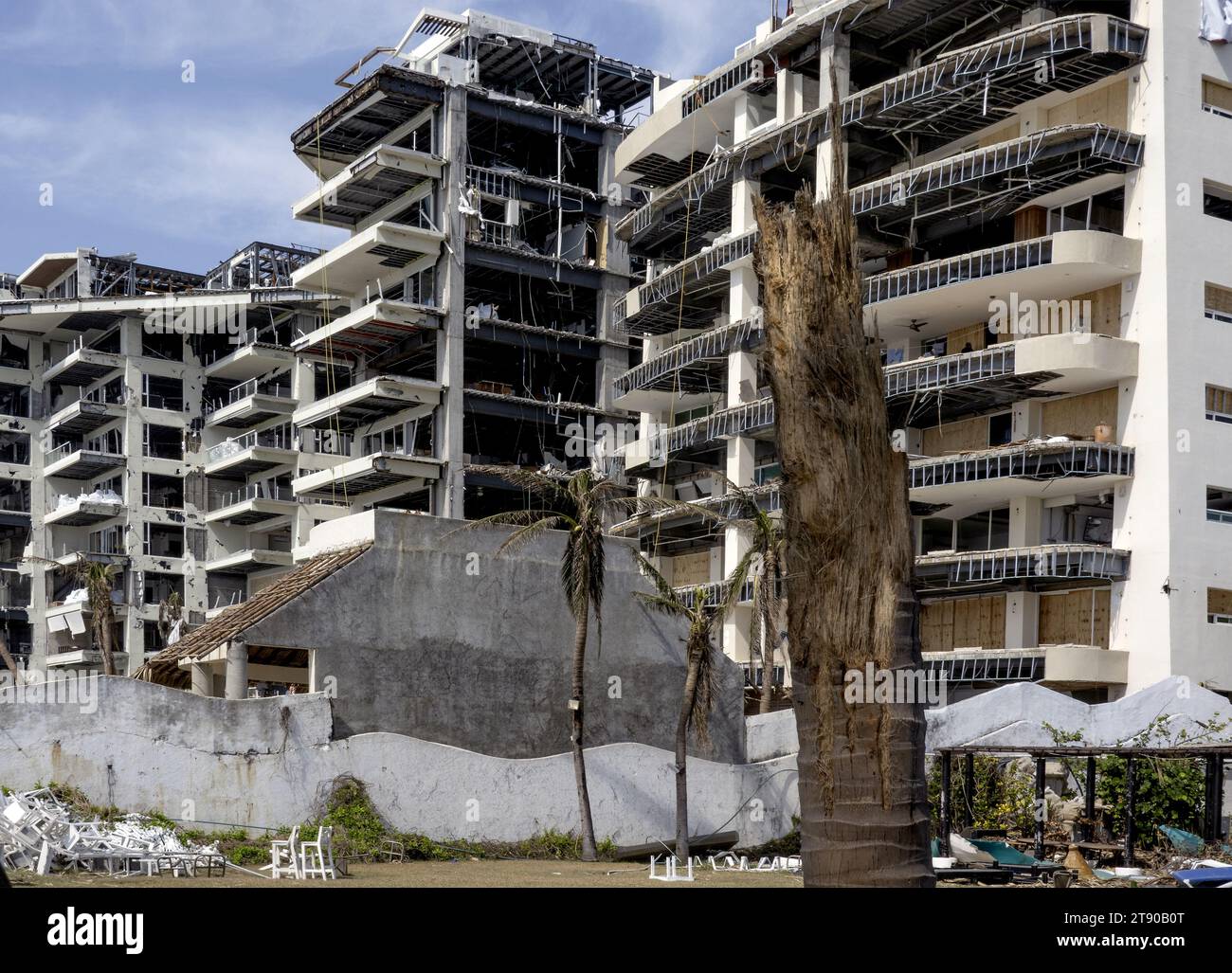 Damaged buildings in Acapulco, Mexico after Category 5 Hurricane Otis ...