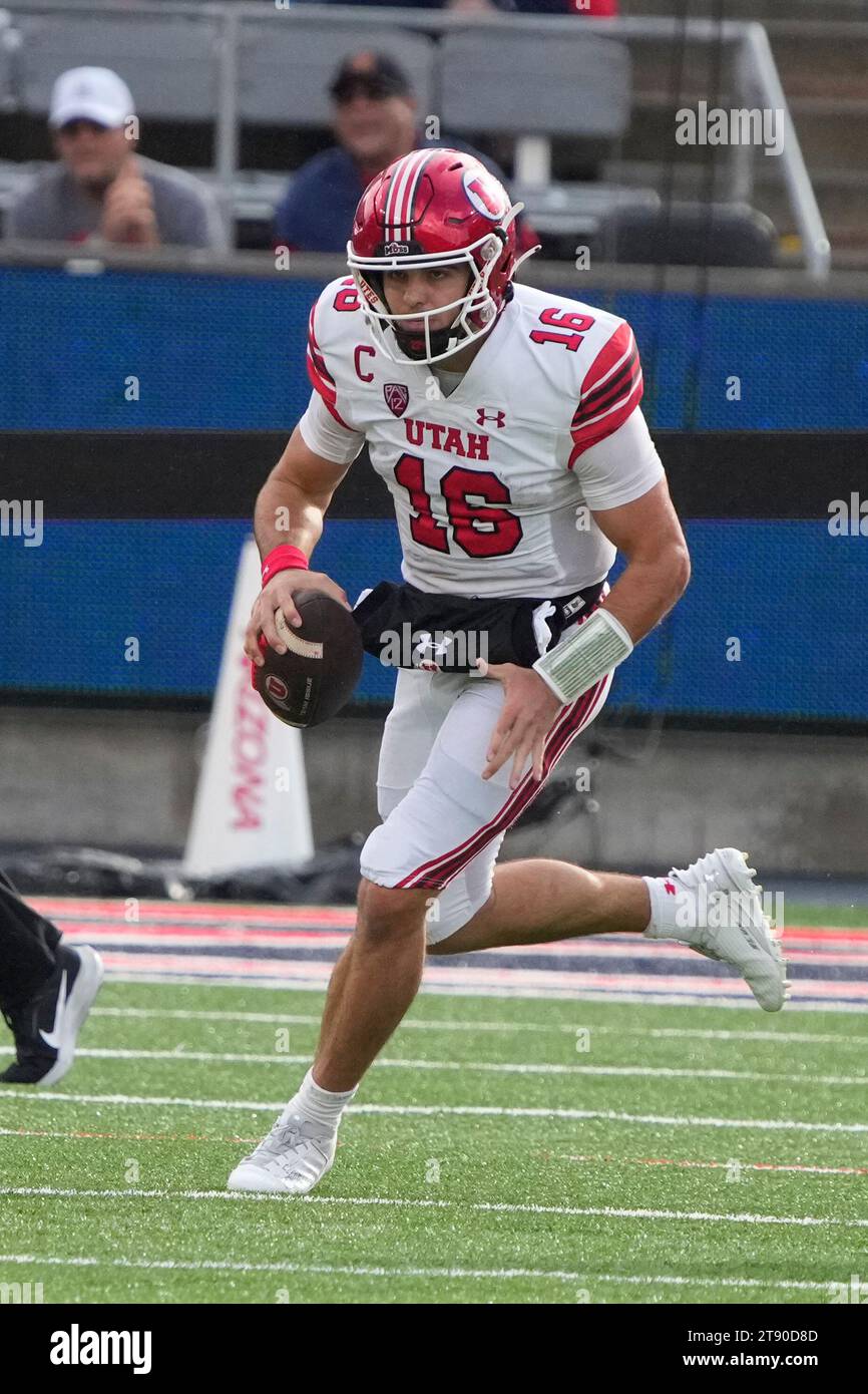 Utah quarterback Bryson Barnes (16) in the first half during an NCAA ...