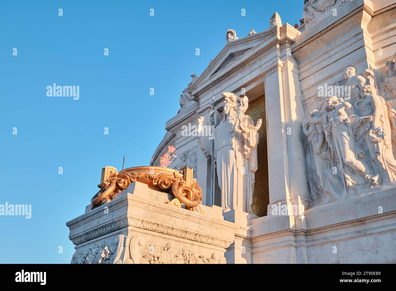 Rome, Italy - October 29 2023: Eternal flame for the Italian Unknown ...