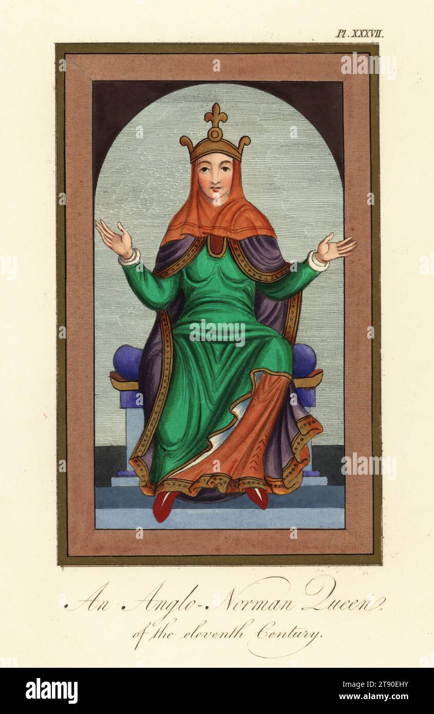Anglo-Norman queen of the 11th century. In crown, veil, mantle with ...