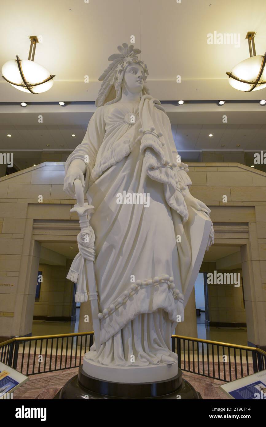 A copy of the Statue of Freedom that sits in the Capitol Visitor Center ...