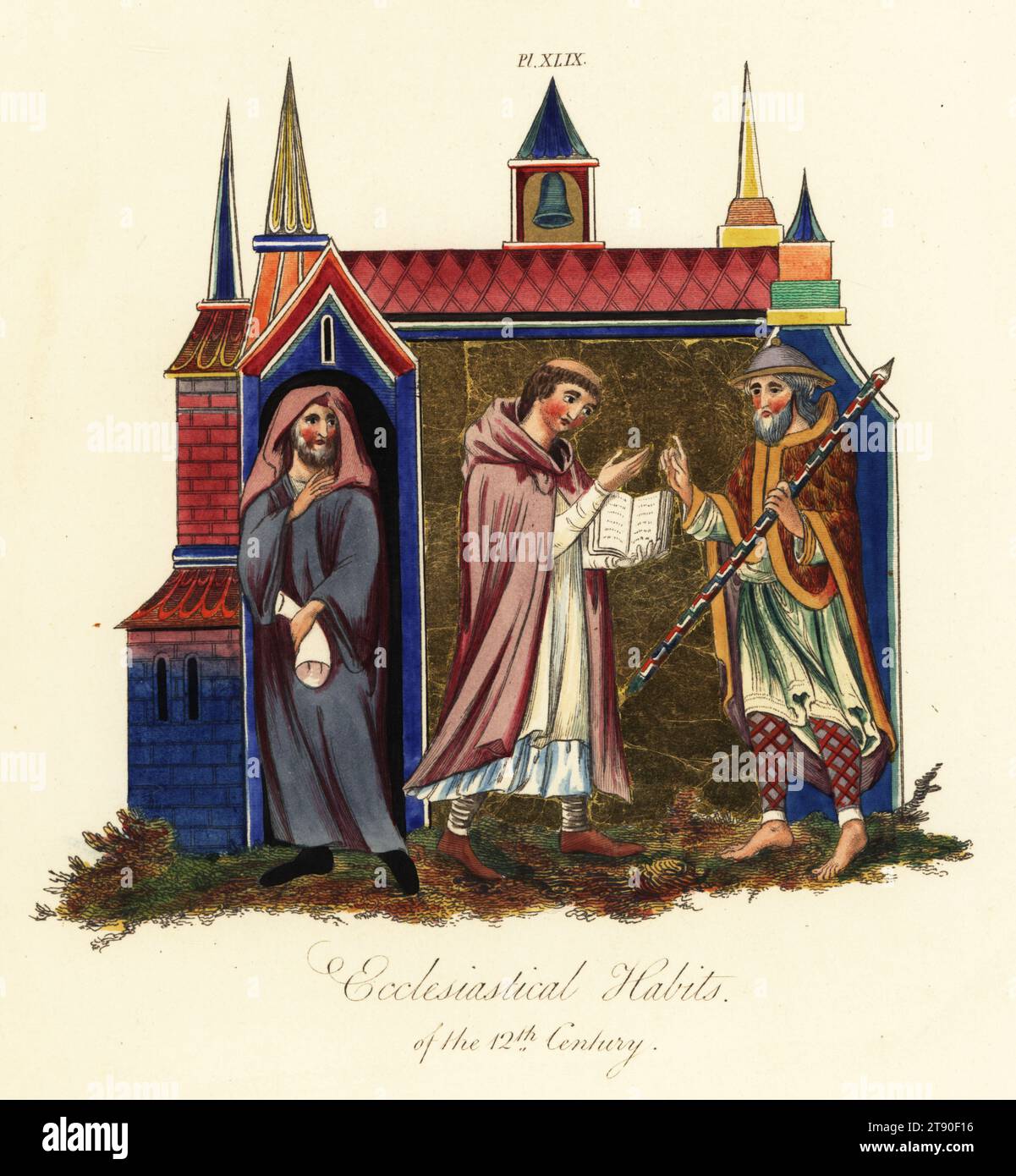 Norman ecclesiastical habits of the 12th century. Priests and monks in ...