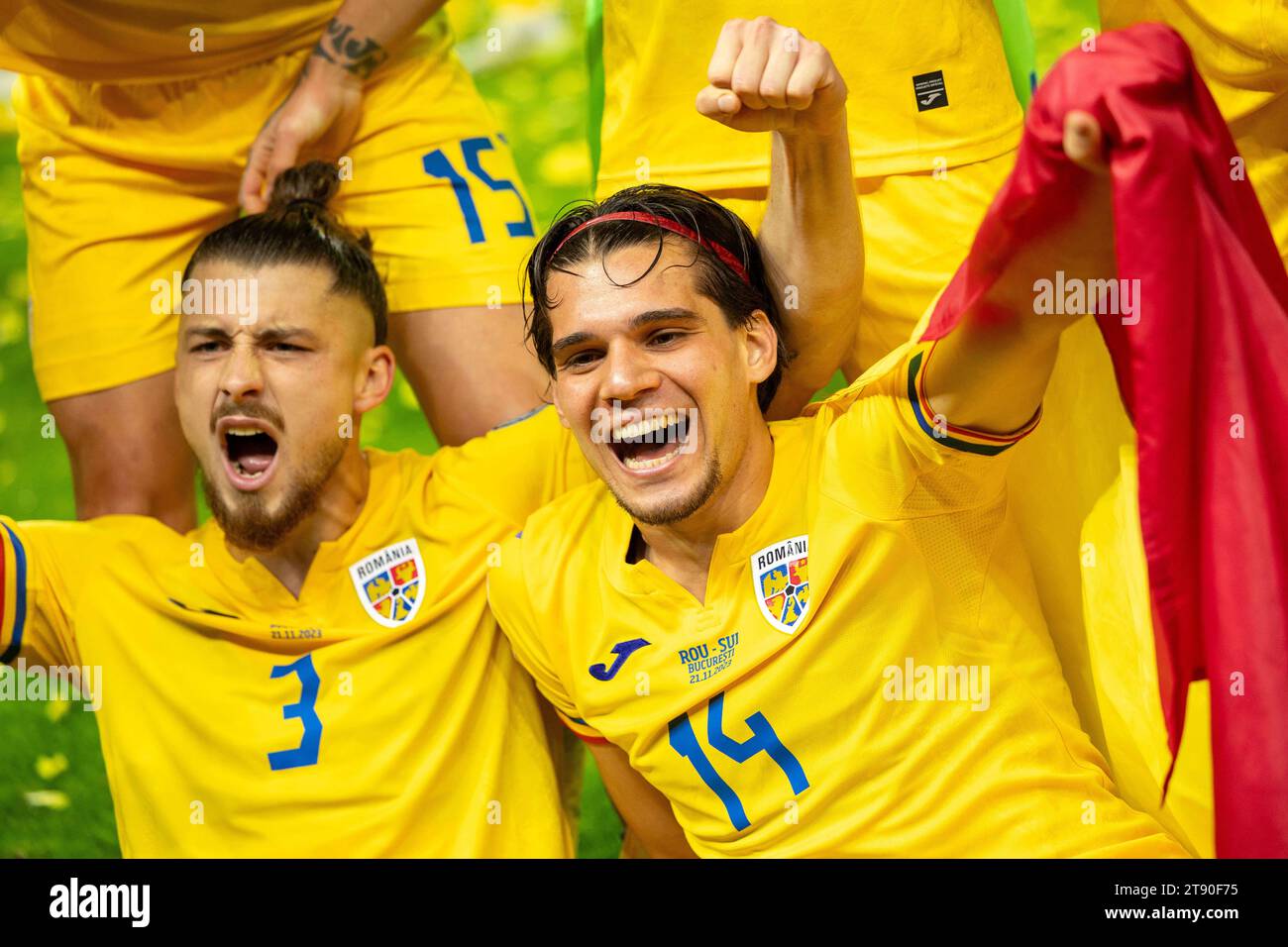Bucharest, Romania. 22nd Nov, 2023.Ianis Hagi of Romania and Radu ...