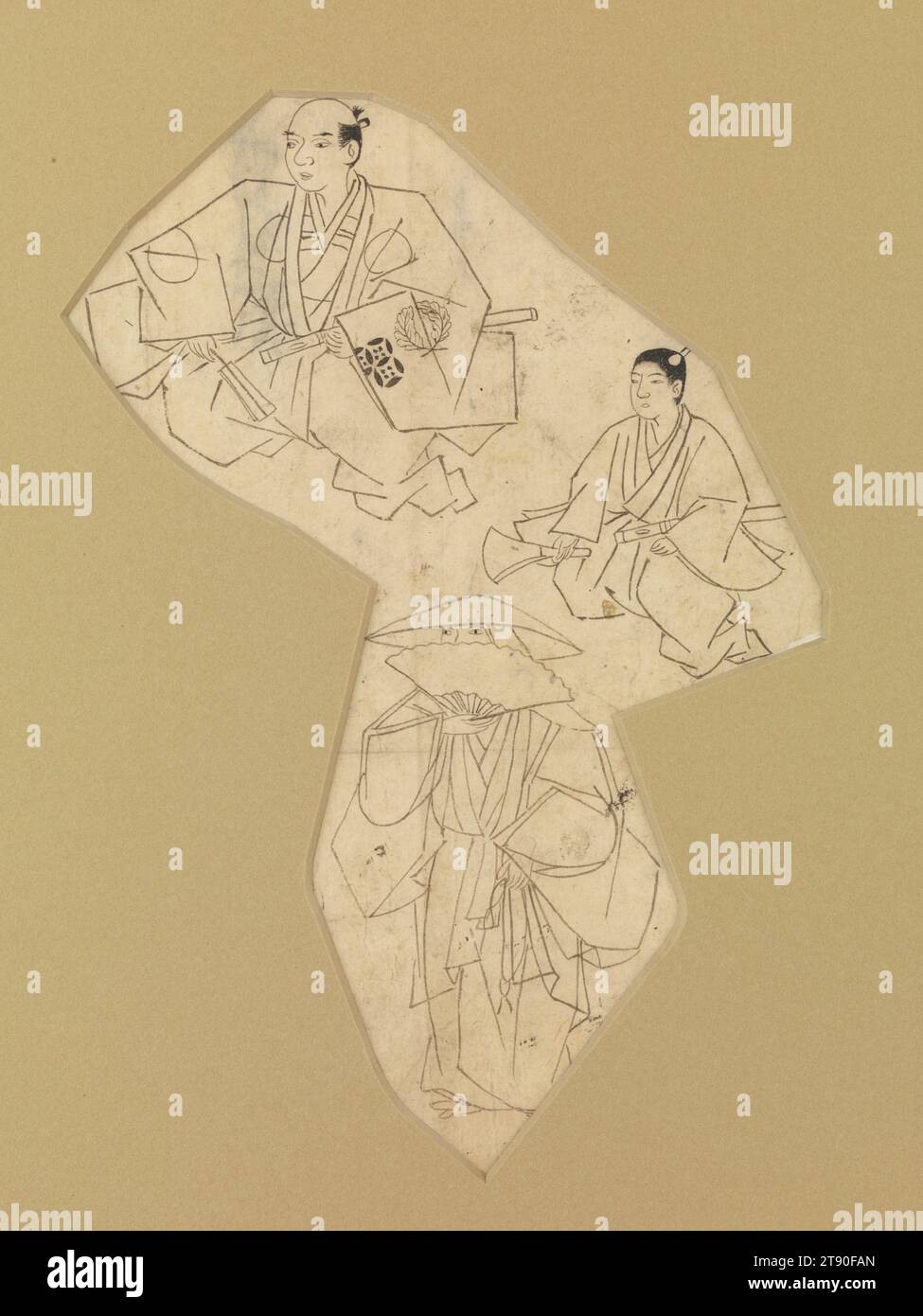 Sketch of a Noh theater scene, second half 19th century, Attributed to ...