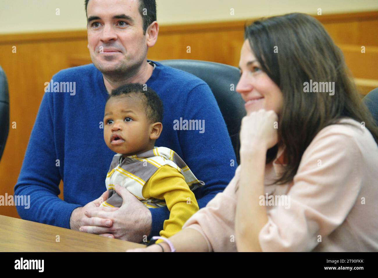Andrew and Brigid Colver attend an adoption hearing for their two newly ...