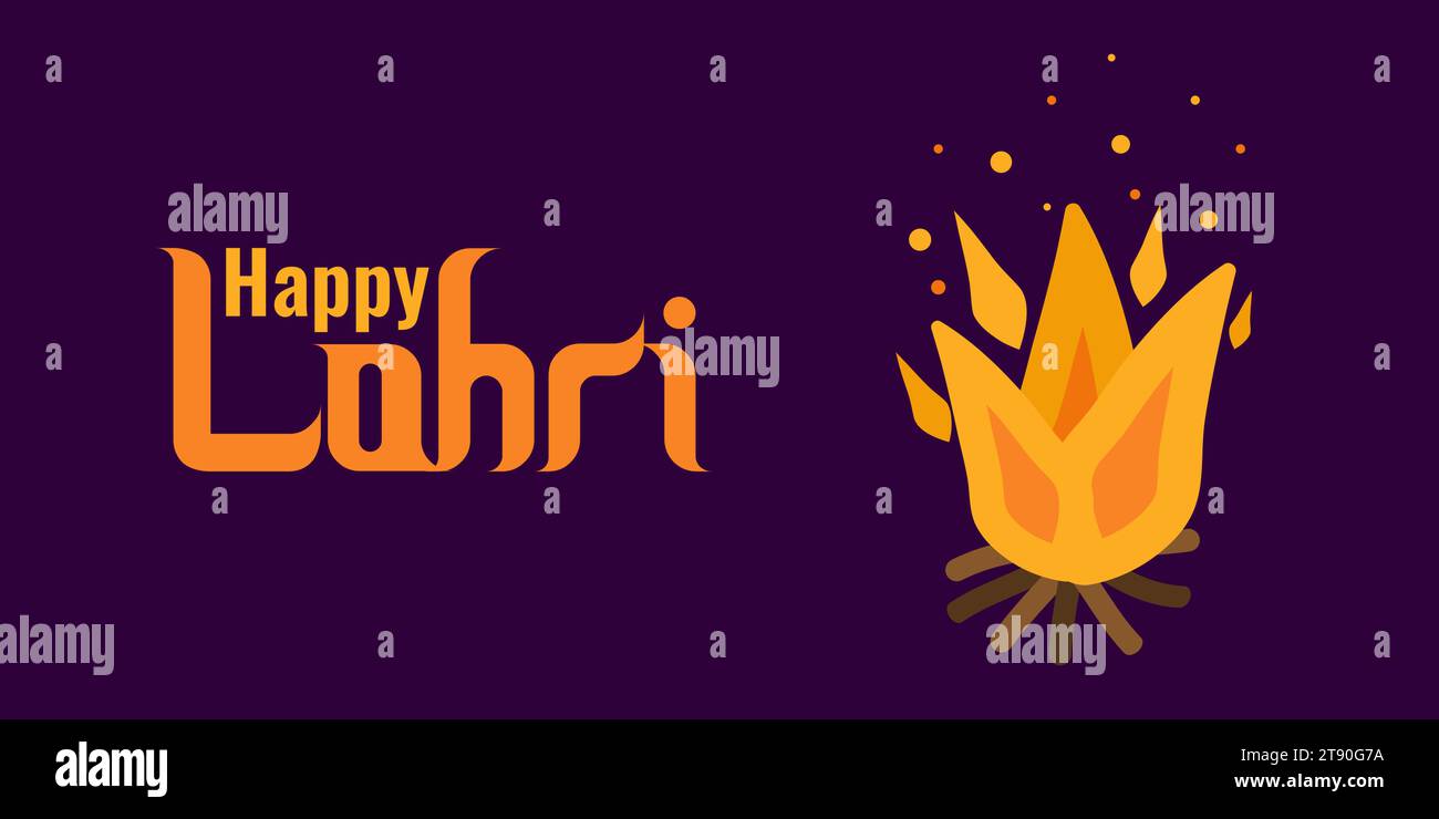 Lohri festival Punjabi fiery harvest in India. Template background ...