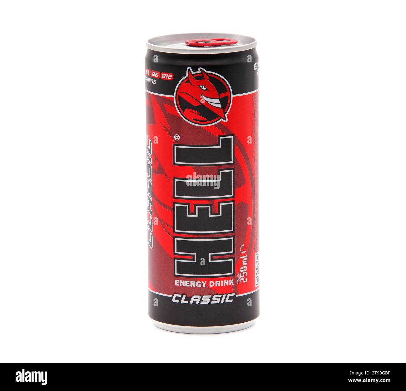 BUCHAREST, ROMANIA - DECEMBER 28, 2019. Can of Hell Classic energy ...