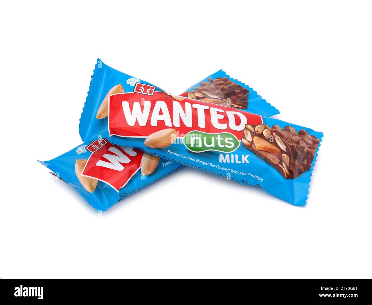 BUCHAREST, ROMANIA - FEBRUARY 12, 2020. Eti Wanted Nuts, peanut caramel ...