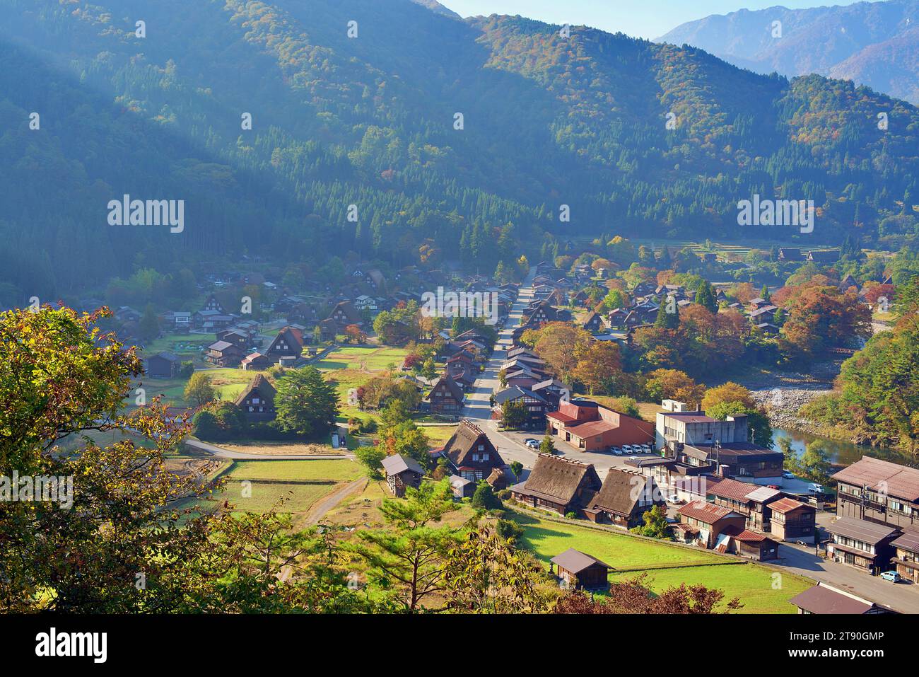 Shirakawa-go (ogimachi village) an autumn rains in Gifu Prefecture is ...