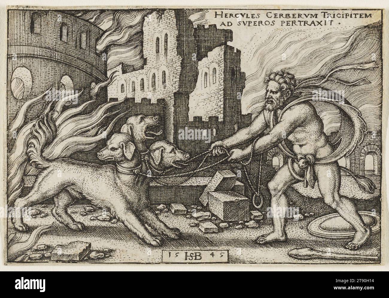 Hercules Capturing Cerberus, From the Labors of Hercules, 1545, Sebald ...