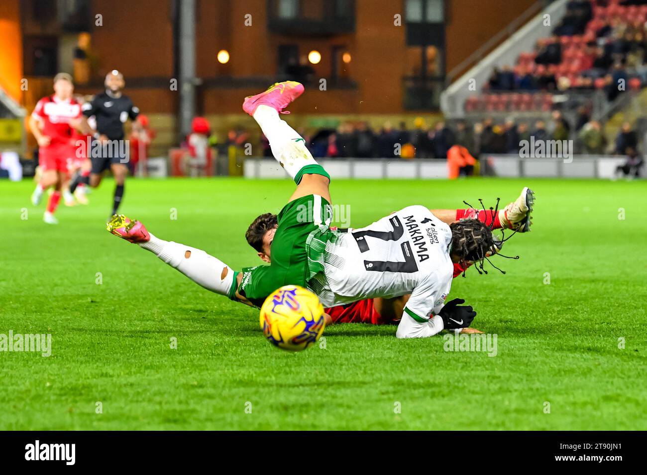 London, England on 21 November 2023. Jovon Makama of Lincoln City and ...