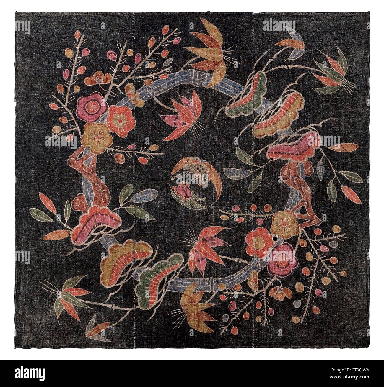 Wrapping cloth (uchikui) with circular floral design, 19th century ...