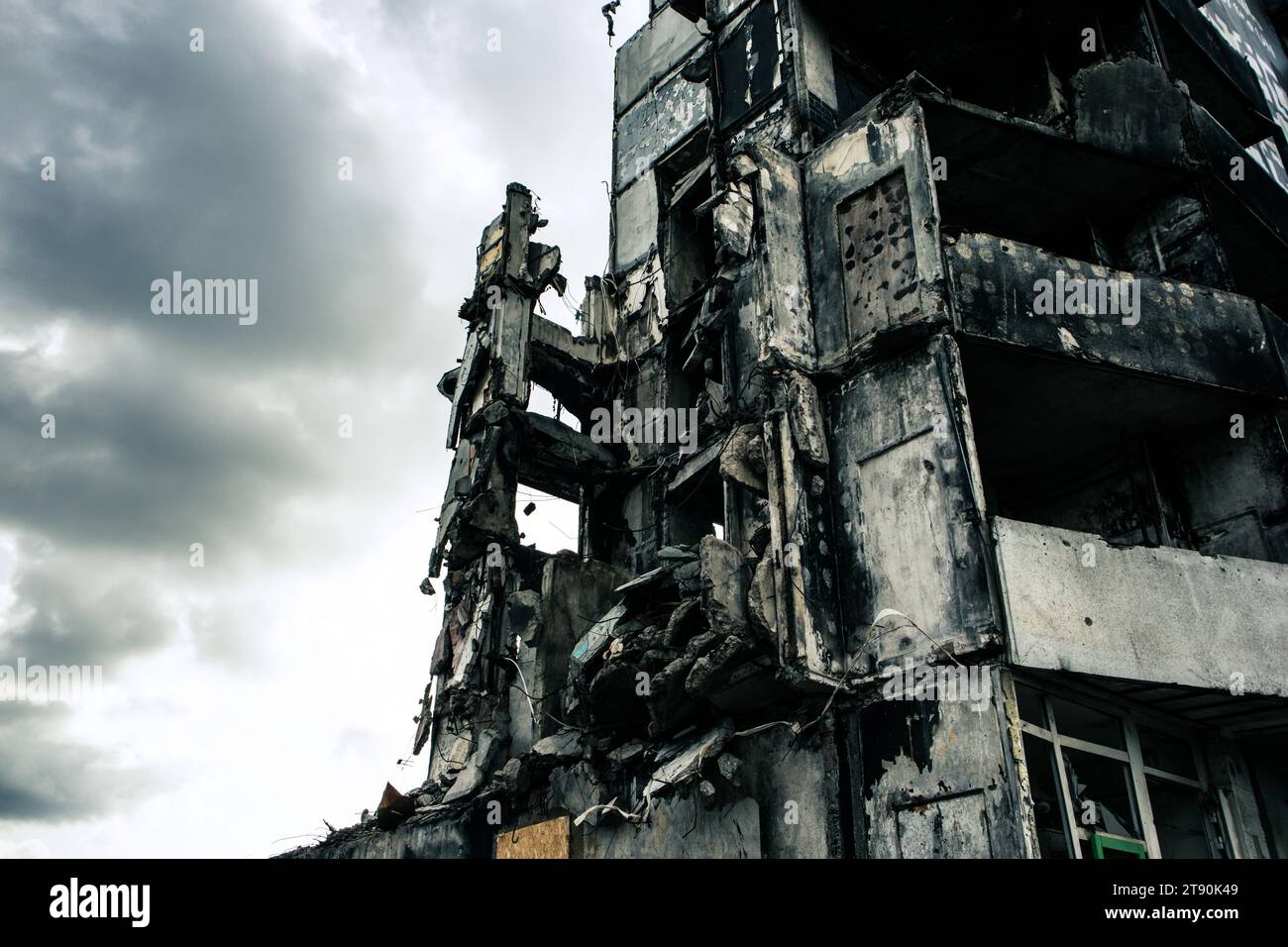 Ruined building facade collapsed. War ruins. Israel, Syria, Iran ...
