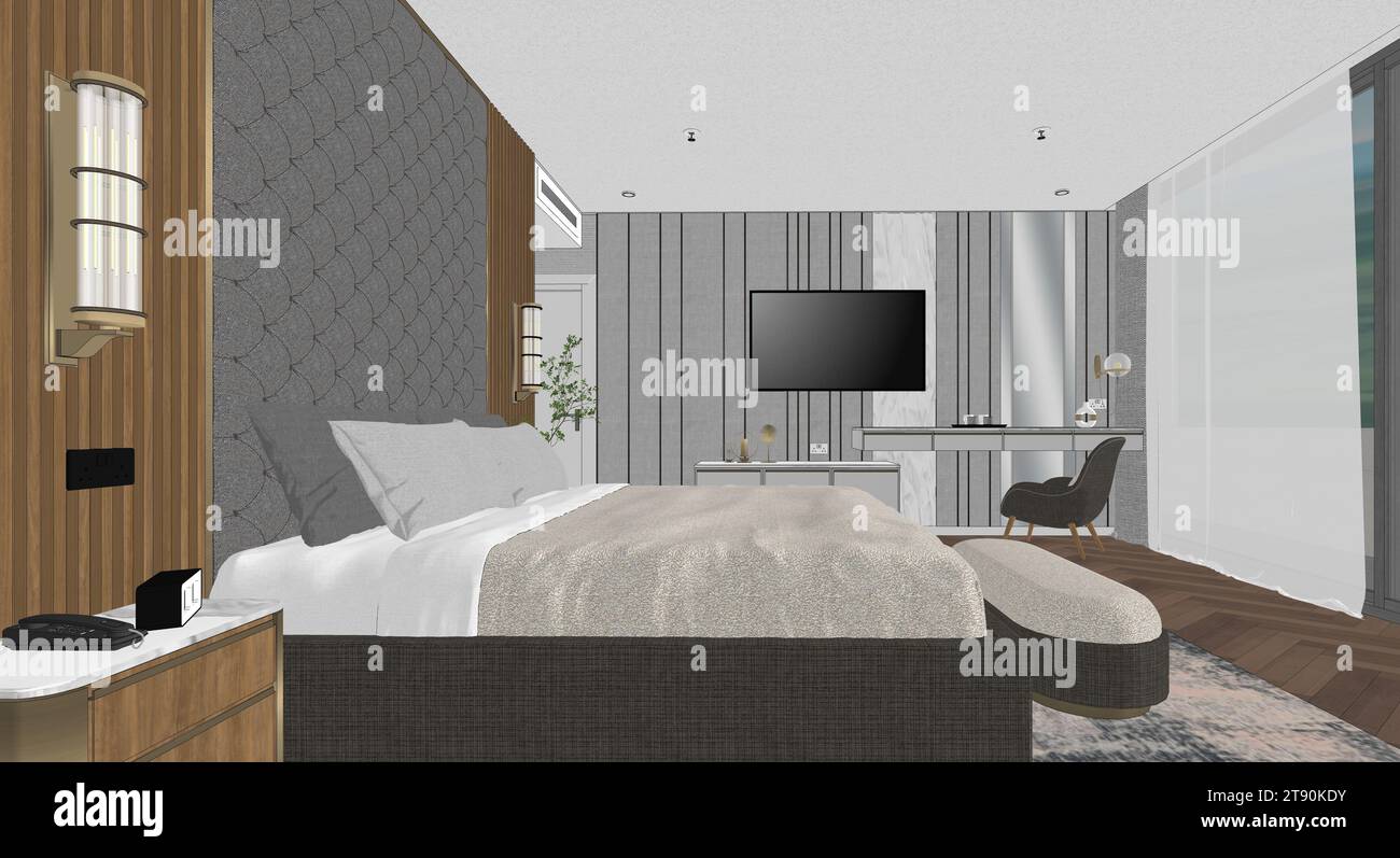 Architecture 3d rendering illustration of interior modern houses ...