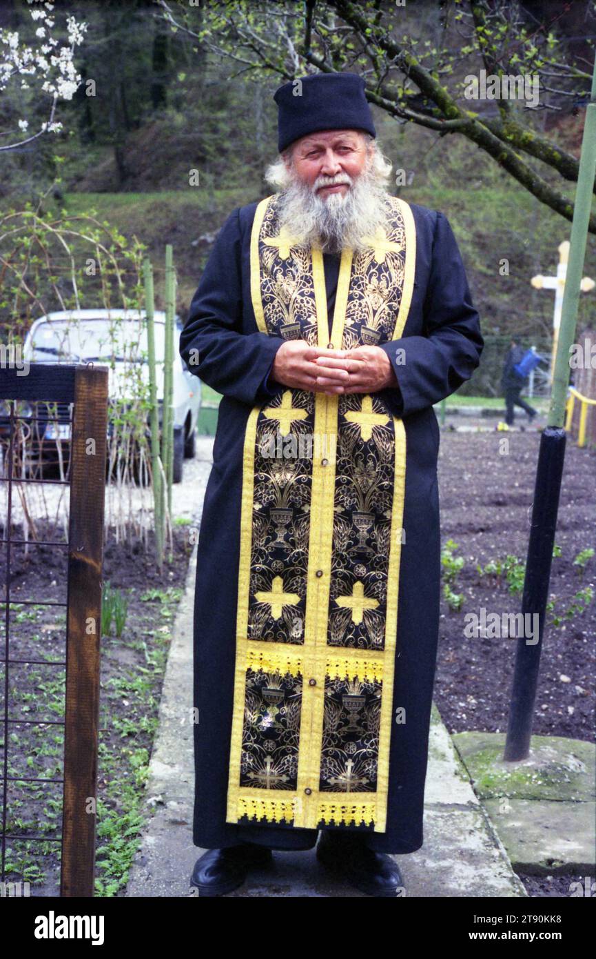 Prahova County, Romania, 2001. Portrait of Father Gherontie Puiu ...