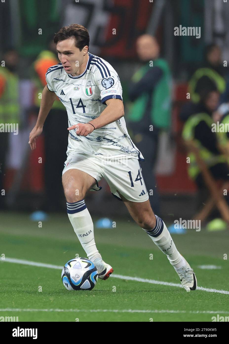 Leverkusen, Germany, 20th November 2023. Federico Chiesa of Italy ...