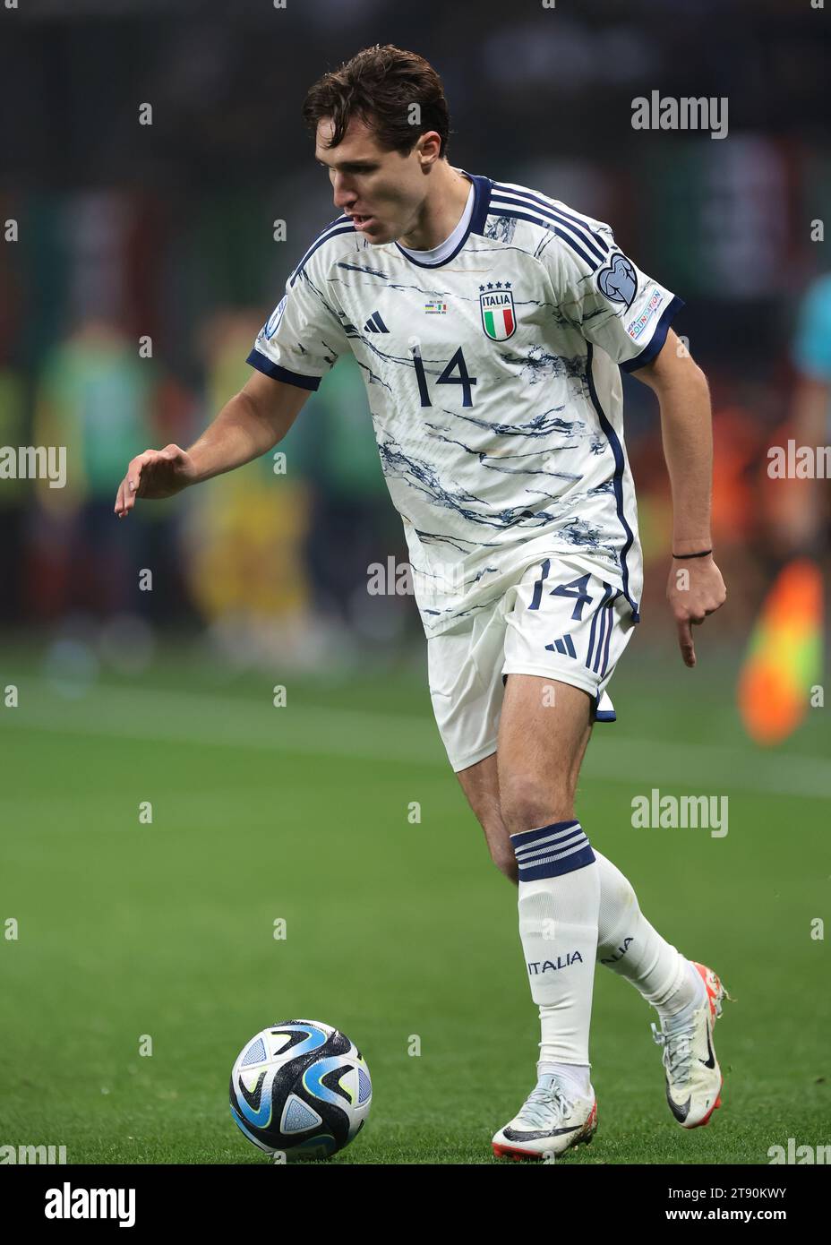 Leverkusen, Germany, 20th November 2023. Federico Chiesa of Italy ...