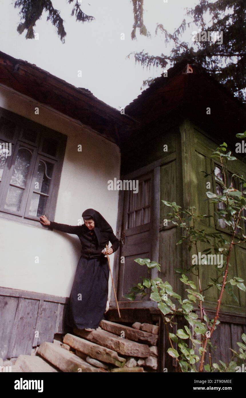 Valea Neagra Monastery, Vrancea County, Romania, 2000. Elderly nun ...