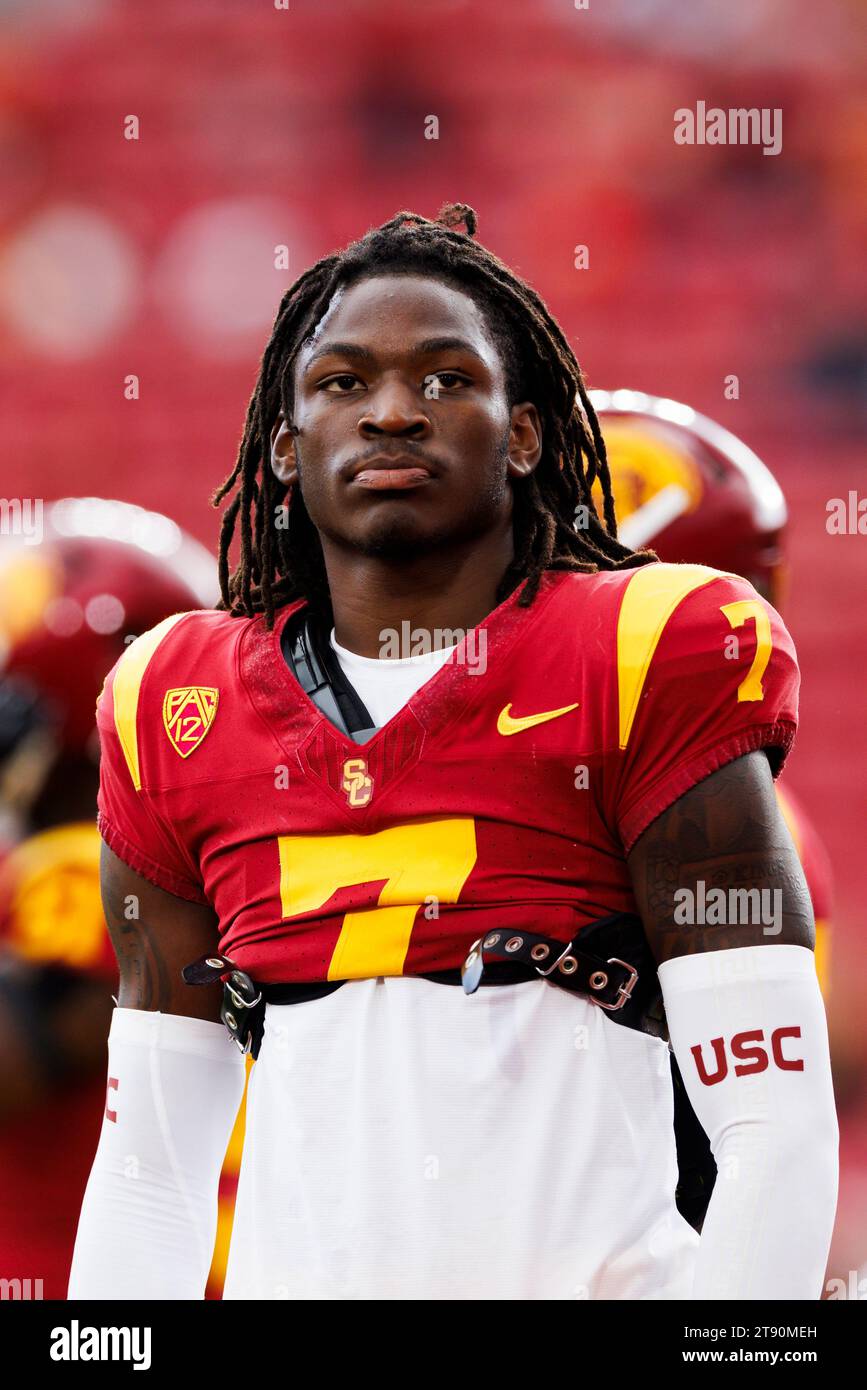 USC Trojans safety Calen Bullock (7) on the sideline during an NCAA ...