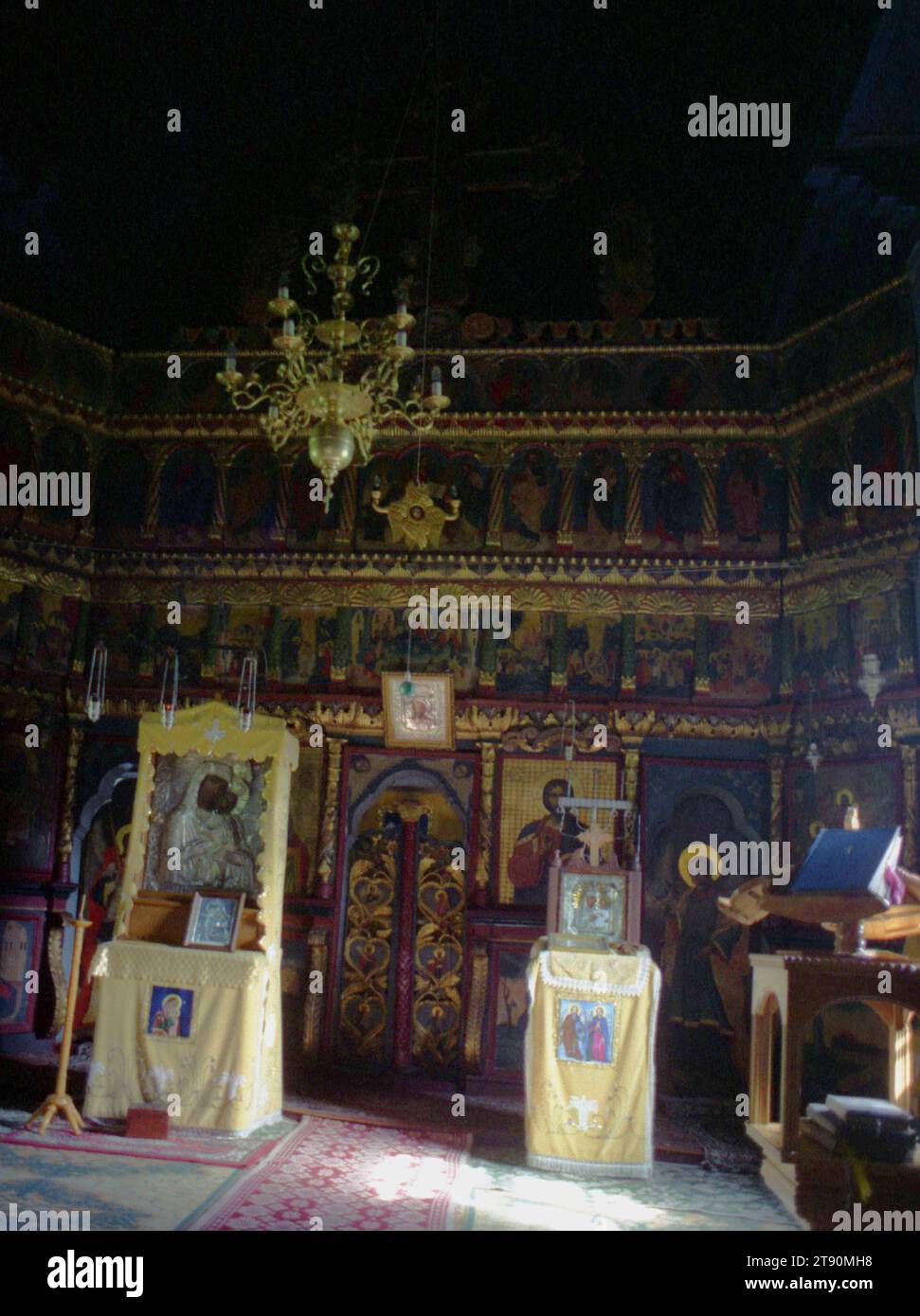Vrancea County, Romania, 2000. Interior of the historical church at ...