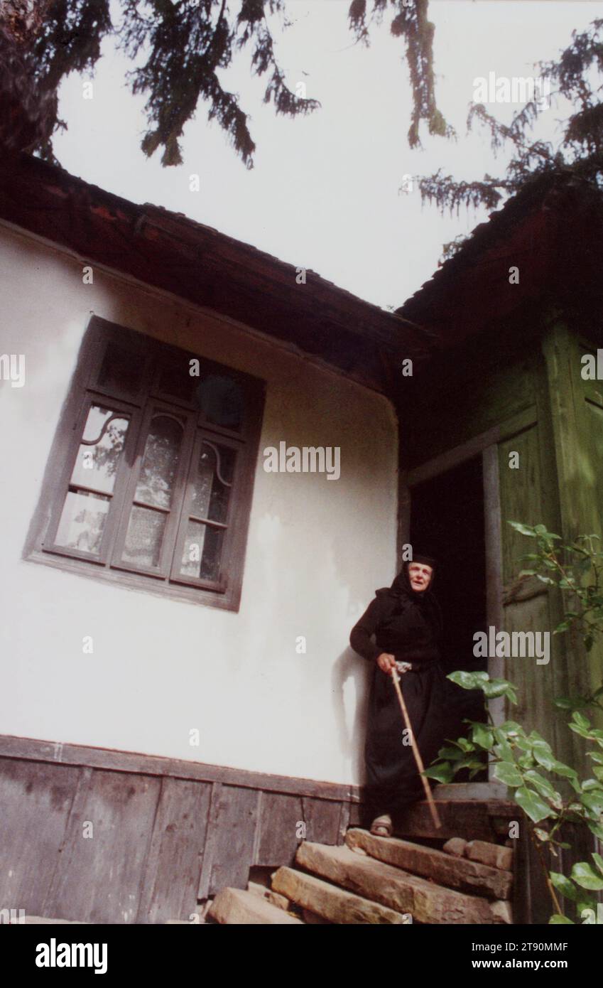 Valea Neagra Monastery, Vrancea County, Romania, 2000. Elderly nun ...