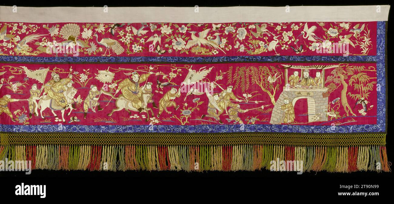 Temple Banner, 19th century, W.39 x L.148-1/2 in., satin, silk, cotton ...