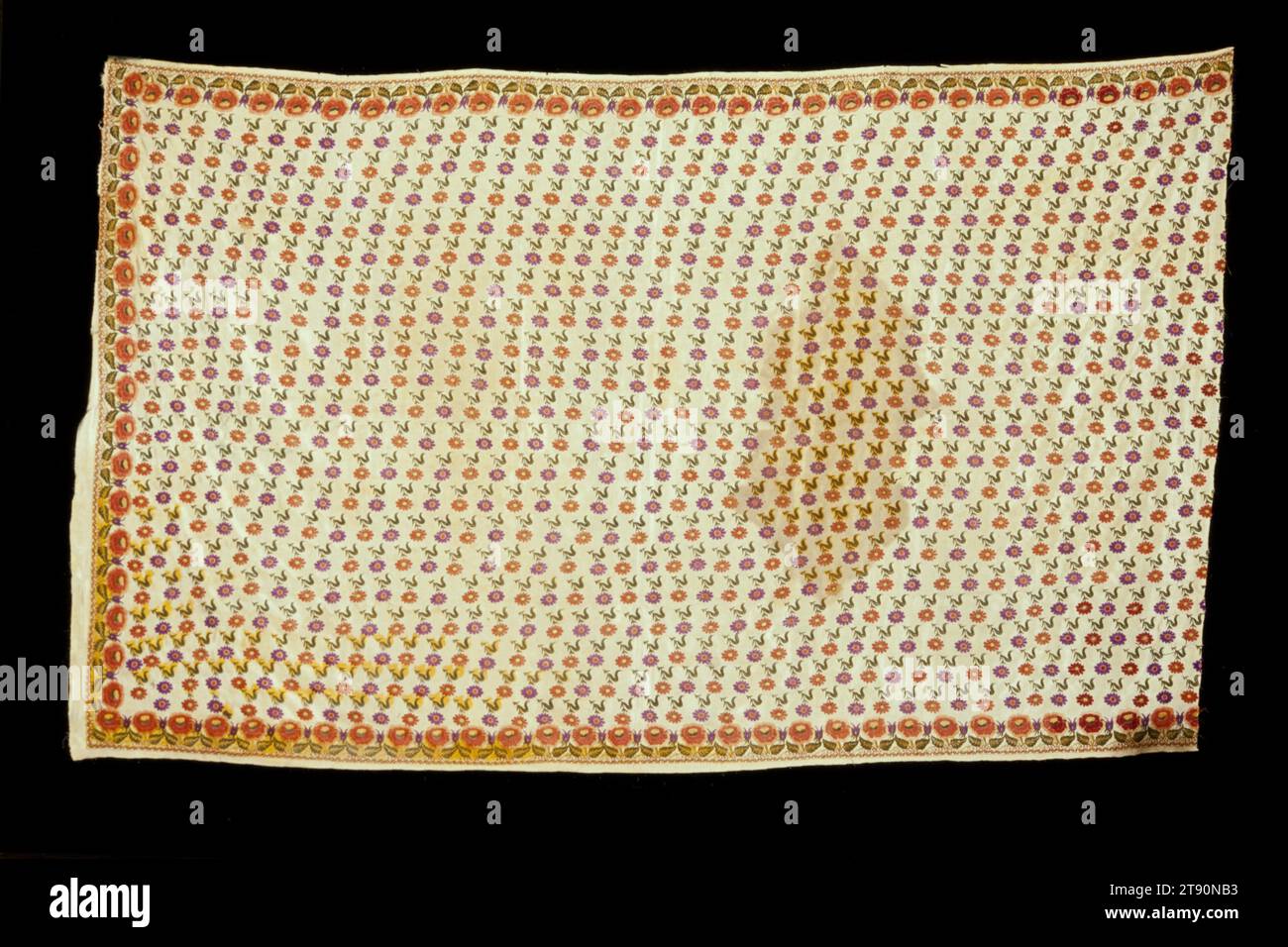 Panel, 19th century, L.47-½ x W.75-3/4 in., satin; needlework, India ...