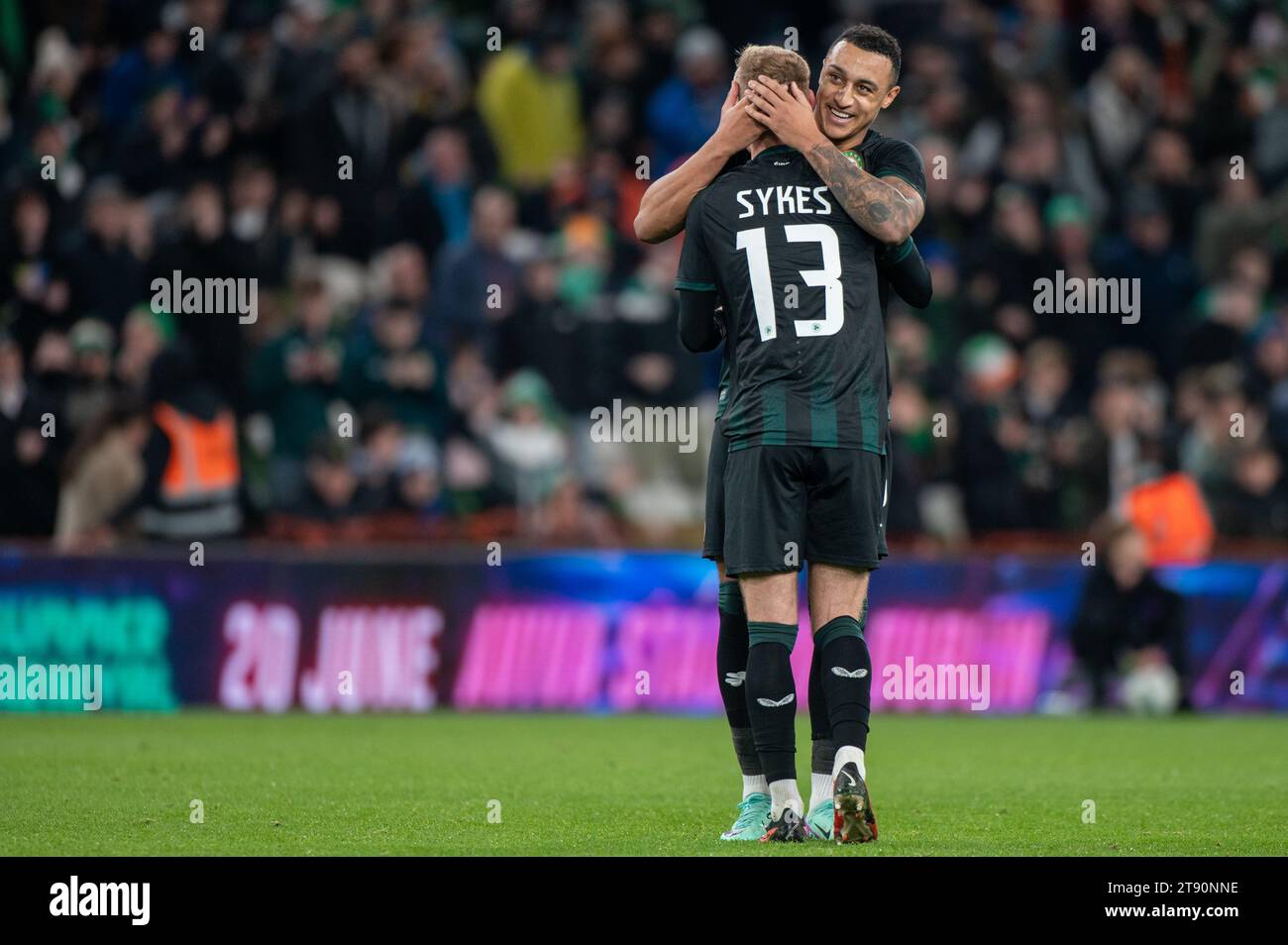 Dublin, Ireland. 21st Nov, 2023. Adam Idah of Ireland celebrates ...