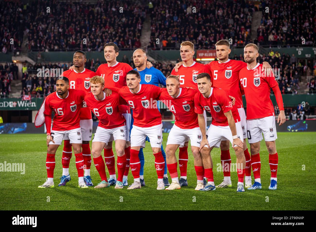Vienna, Austria 21 November 2023 Starting line-up of the Austrian national team ahead of the ...
