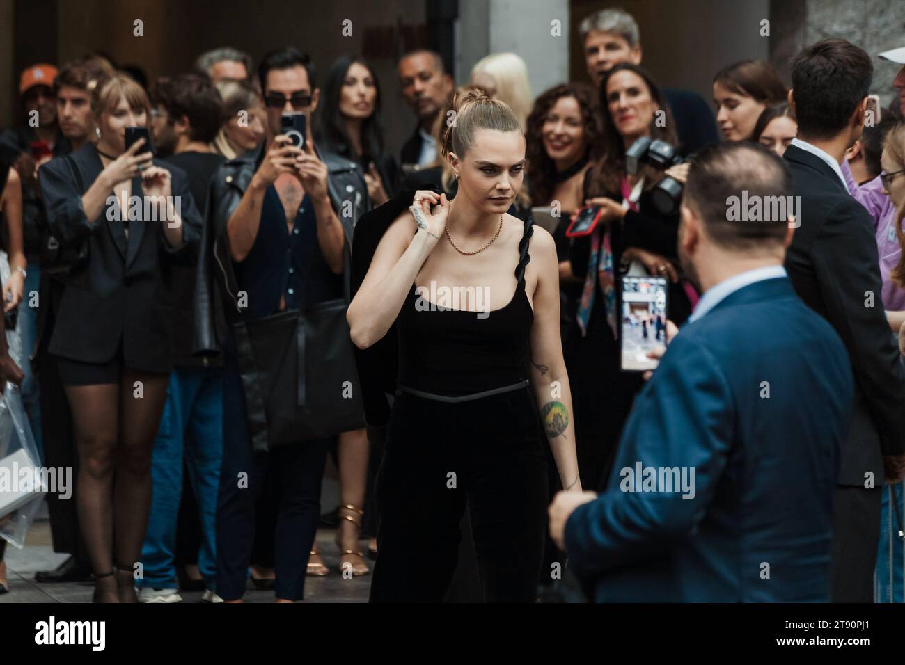 Cara Delevingne outside Emporio Armani show during Milan Fashion Week ...