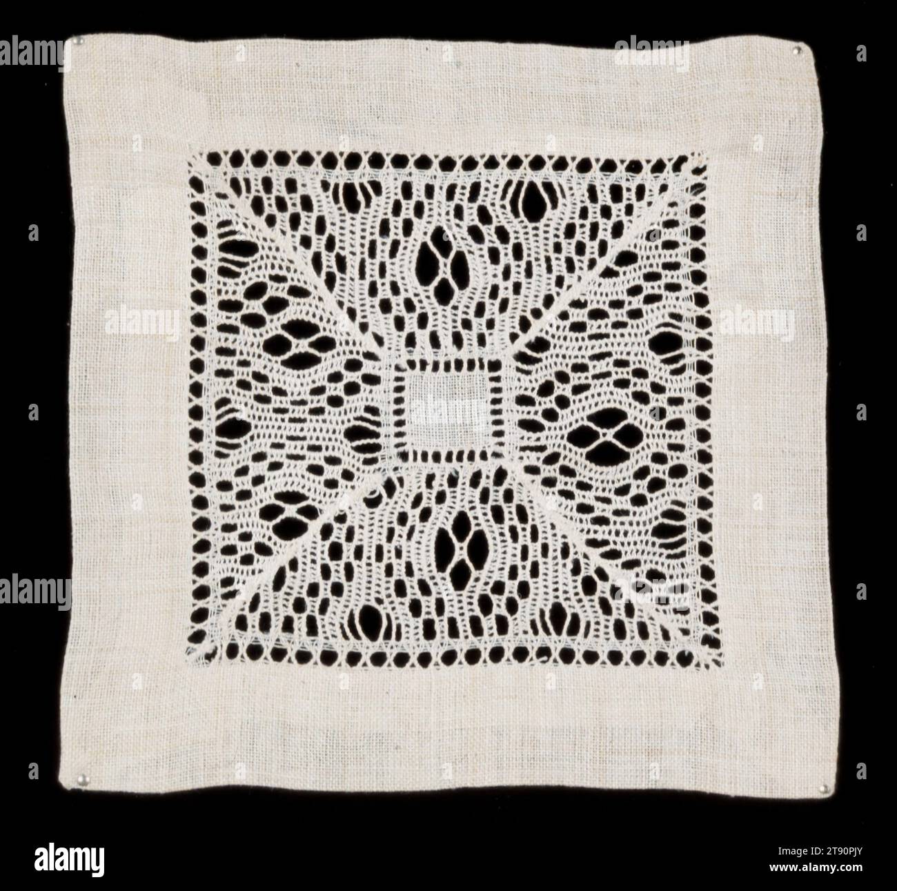 Square Doily, 20th century, Linen; lace, Denmark, 20th century Stock ...