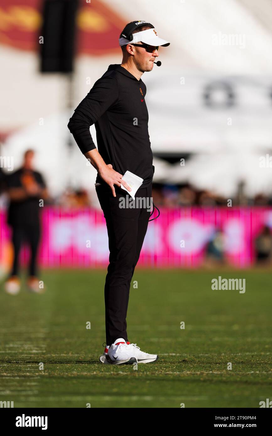 USC Trojans head coach Lincoln Riley on the field during an NCAA ...