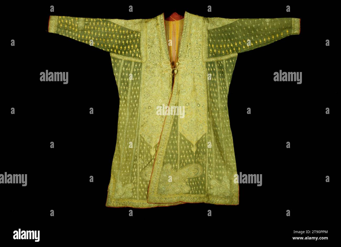 Coat, 18th century, 52 3/4 in. (134 cm), Wool, cotton, gold thread ...