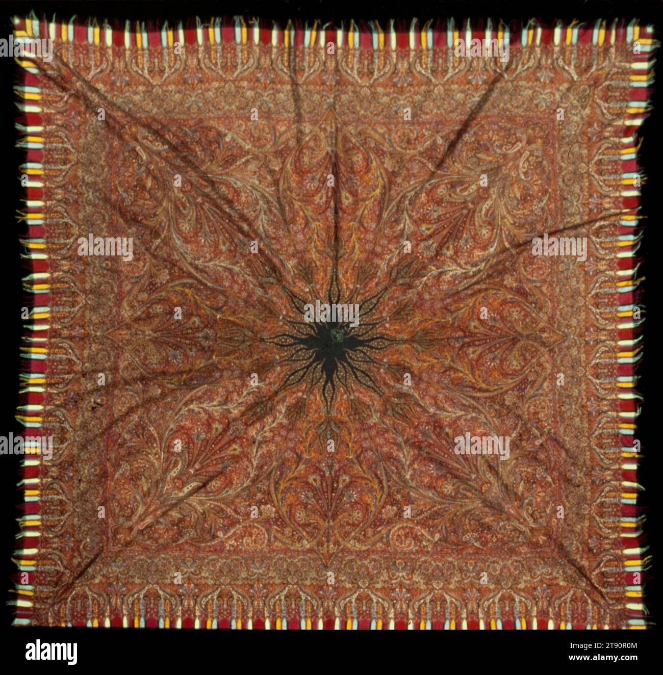 Shawl (kussaba), 18th century, H.89 x W.89 in., wool; needlework, India ...
