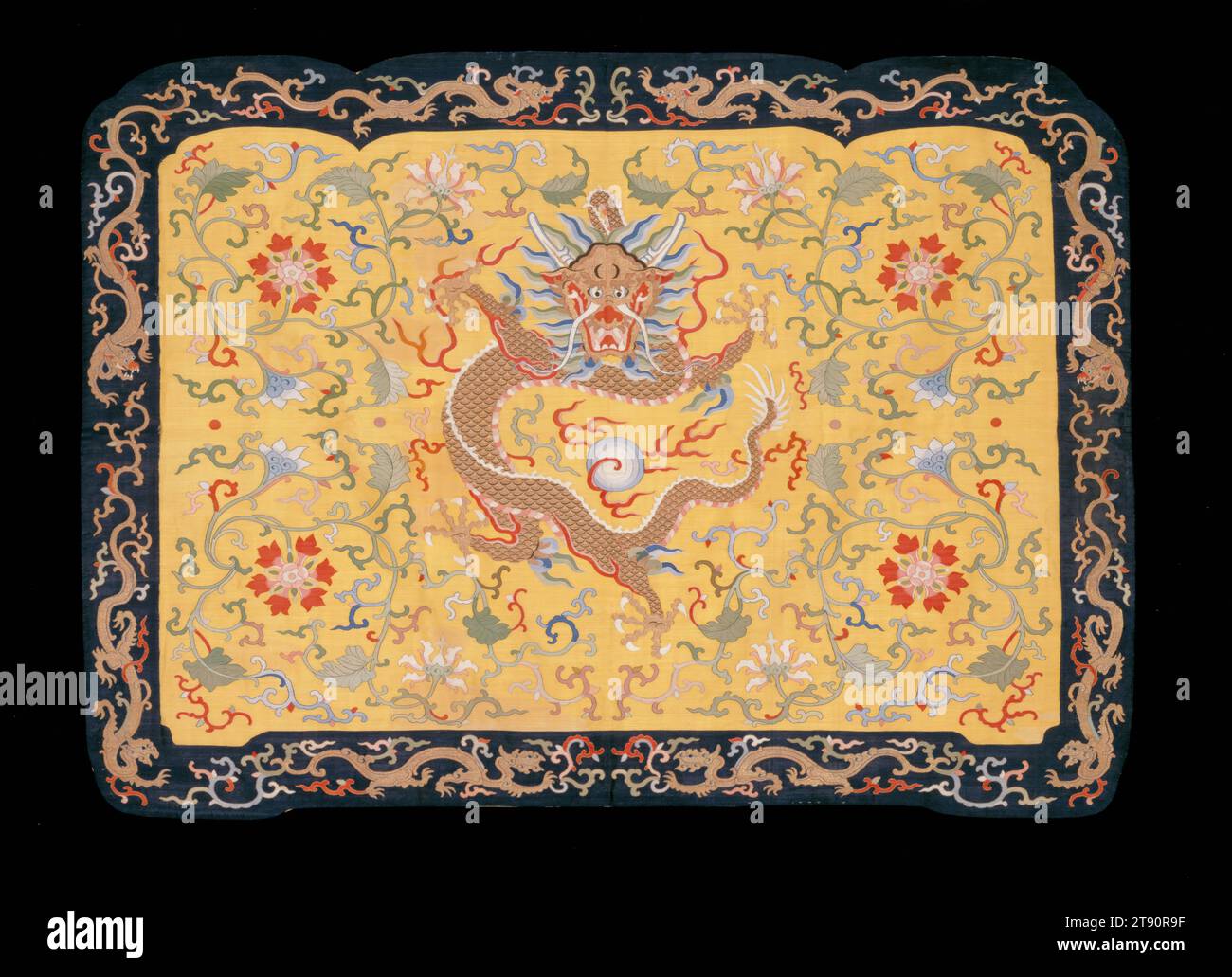 Panel, Kangxi period, early 18th century, L.37-3/8 x W.37-3/8 in, silk ...