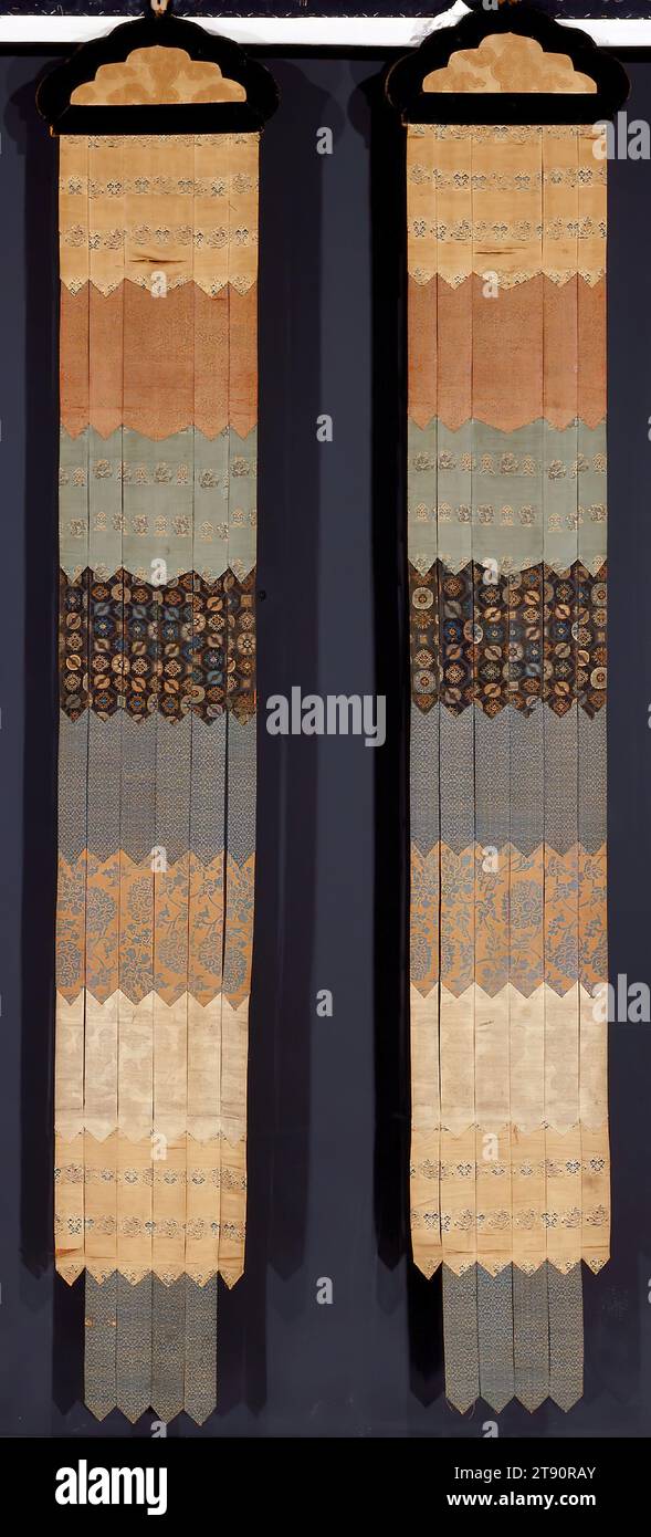 Temple Banner, 18th century, H.126-1/4 x W.17-7/8 in., Silk brocade ...