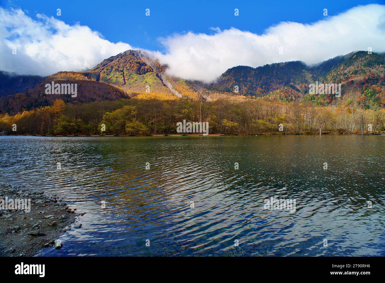 Beautiful Taisho Pond at Kamikochi, Japan. The still blue waters of the ...