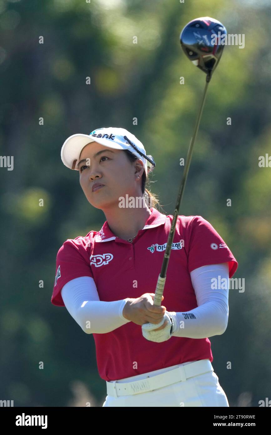 Minjee Lee Of Australia Watched Her Shot From The Third Tee During The Final Round Of The Lpga